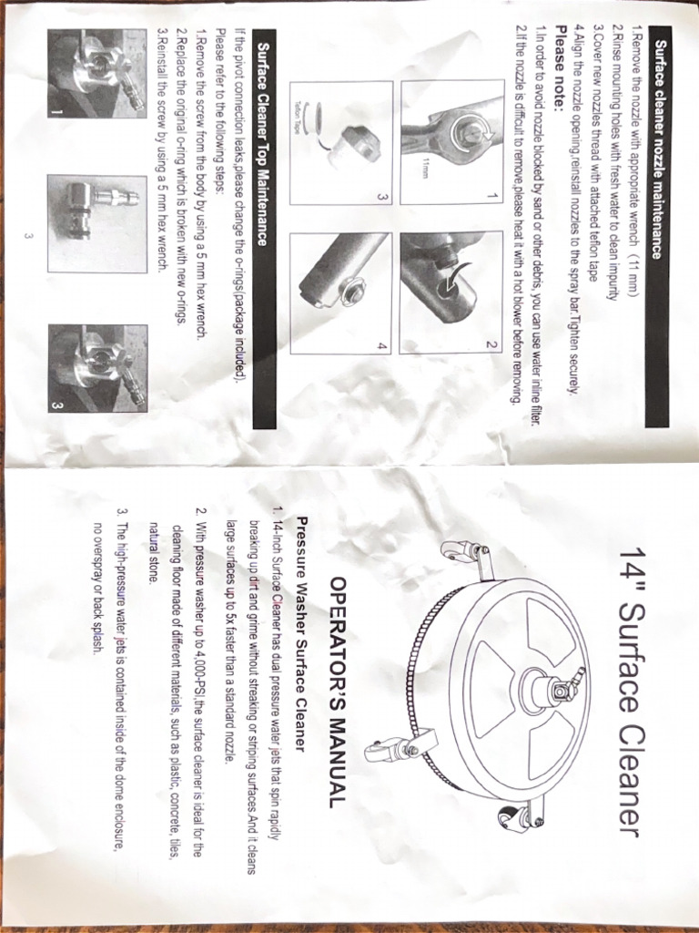 Pressure Washer Surface Cleaner Manual | PDF