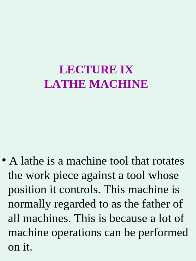 Overview of Lathe Machine Functions | PDF
