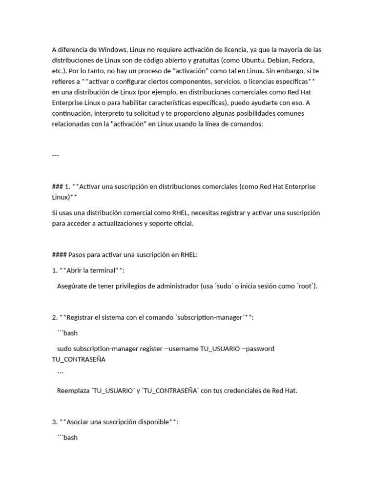 Activación y configuración en Linux | PDF | Distribución de Linux ...