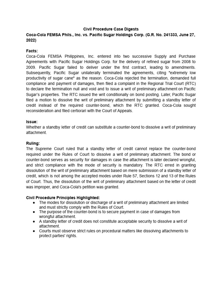 Civil Procedure 2 Digests | PDF | Injunction | Demurrer