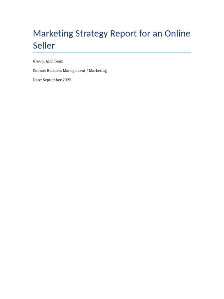 E-commerce Marketing Strategy Report | PDF | Marketing | E Commerce