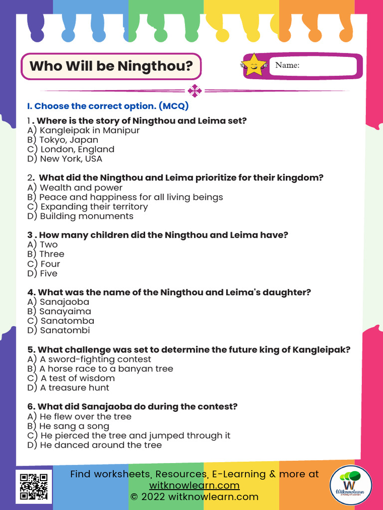 MCQs on Ningthou and Leima Story | PDF