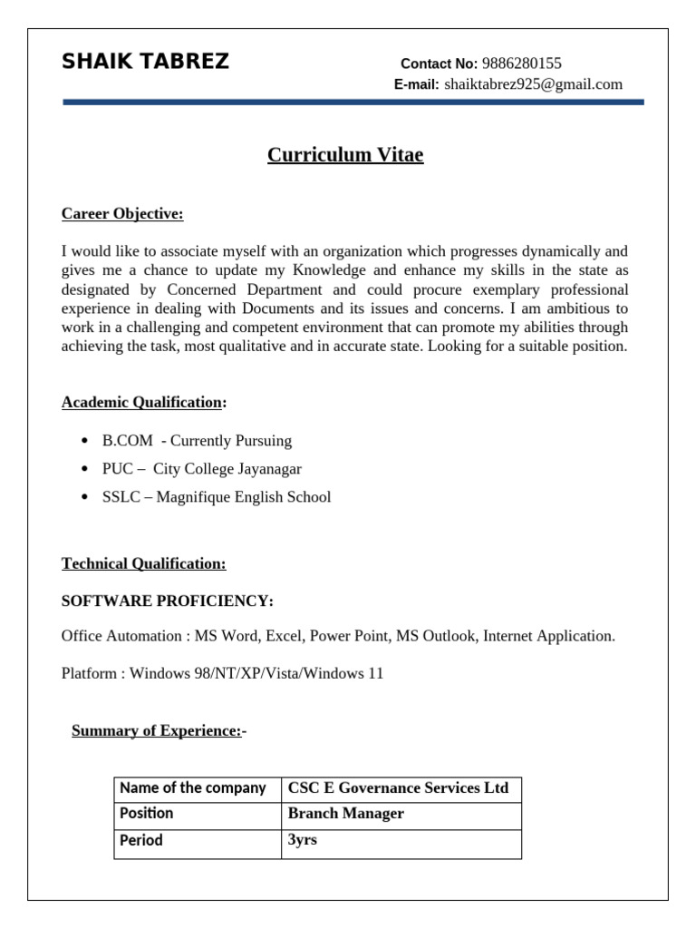 Shaik CV | PDF