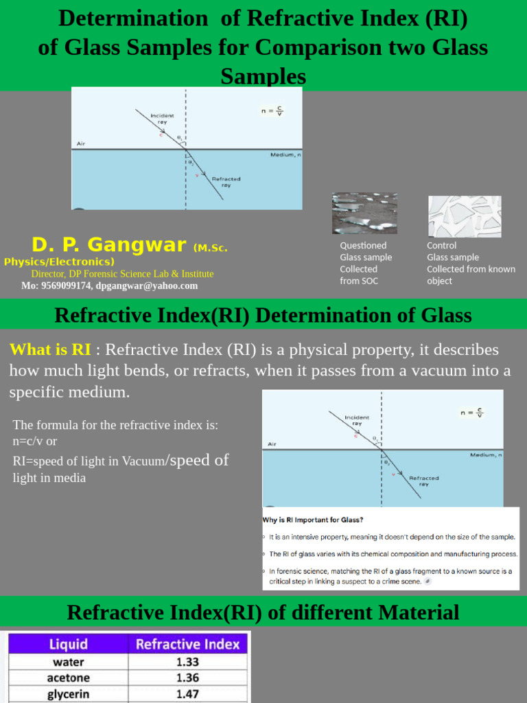 Determination of Refractive Index of Glass | PDF