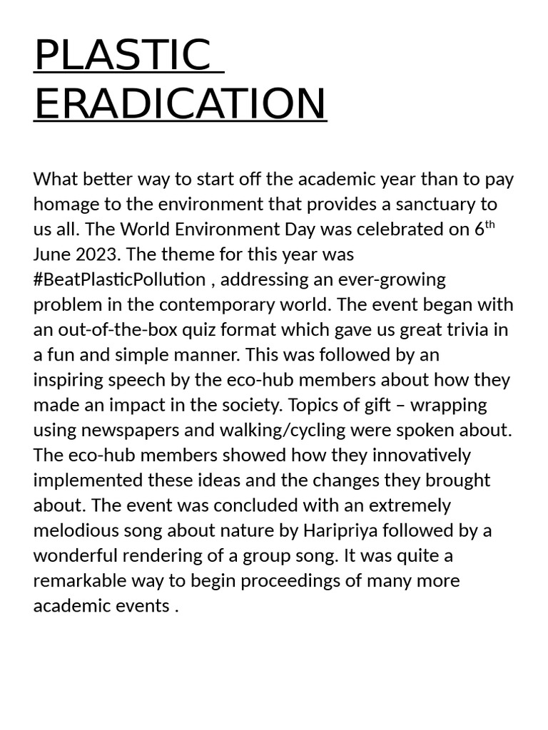 Environment Day Report | PDF