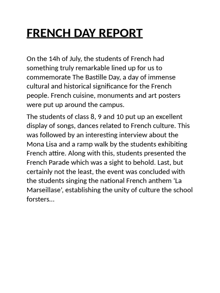 French Day Report | PDF