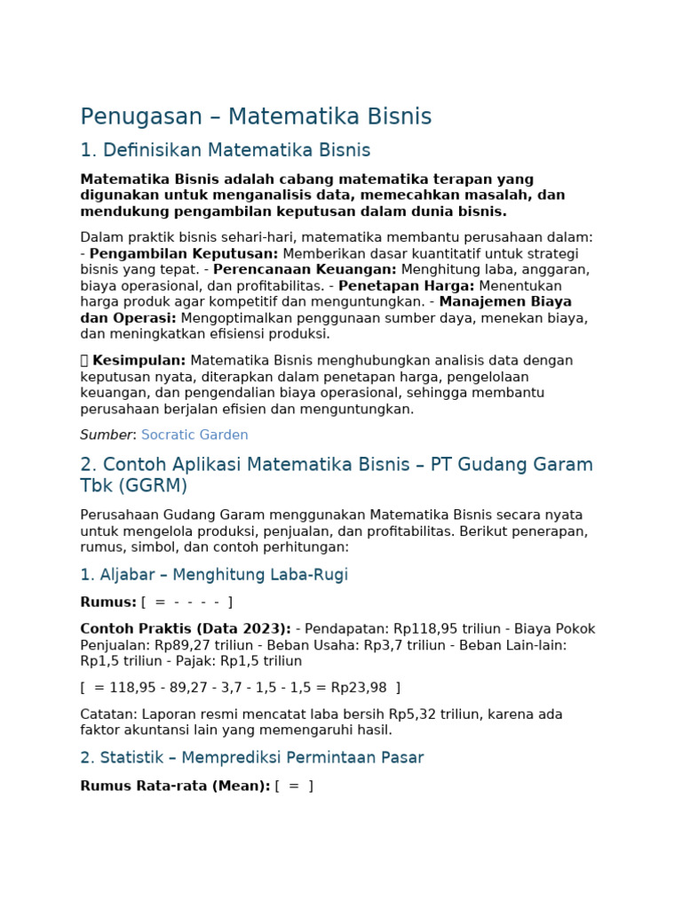 Matematika Bisnis Indofood-3 | PDF