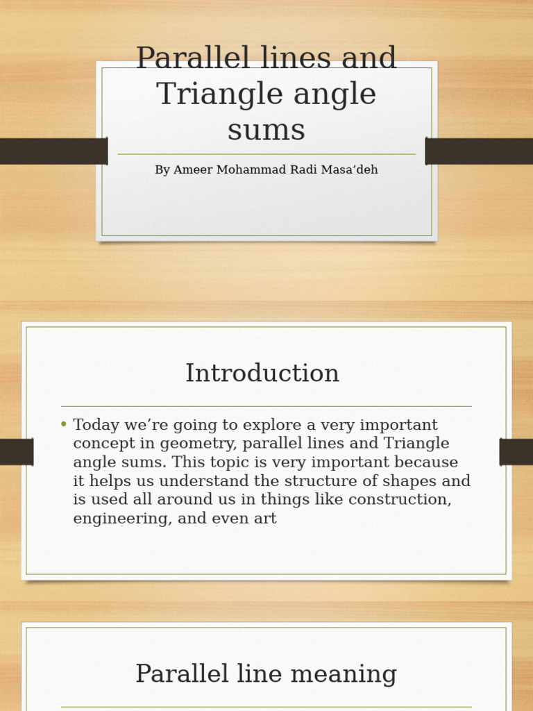 Parallel Lines and Triangle Angle Sums: by Ameer Mohammad Radi Masa'deh ...