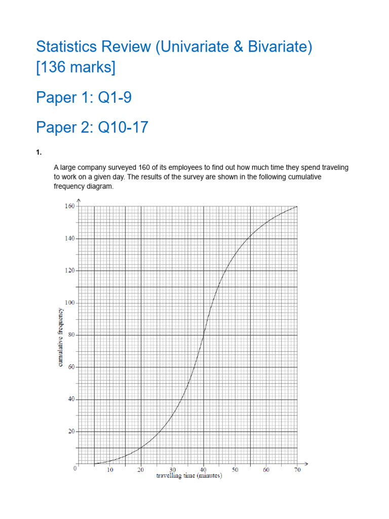 Statistics Review Univariate Bivariate 2024 1 | PDF | Regression ...
