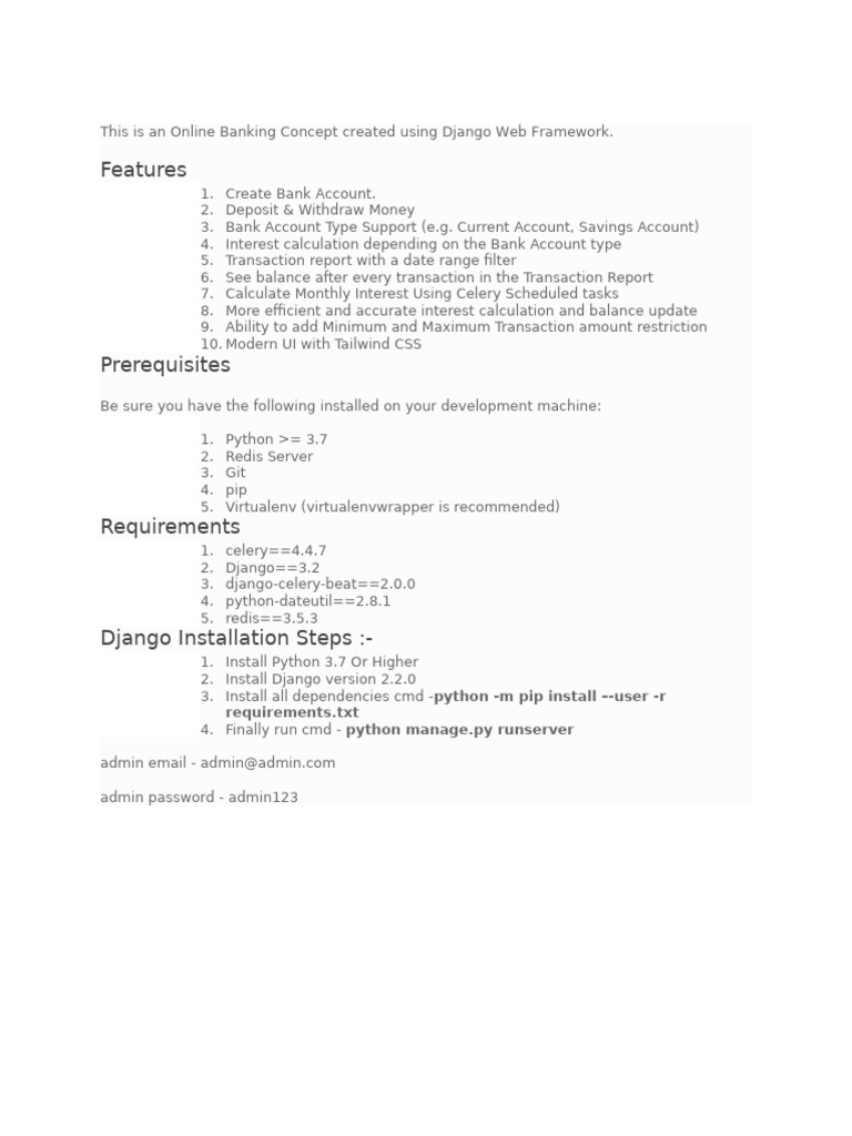 Online Banking System in Python Django | PDF