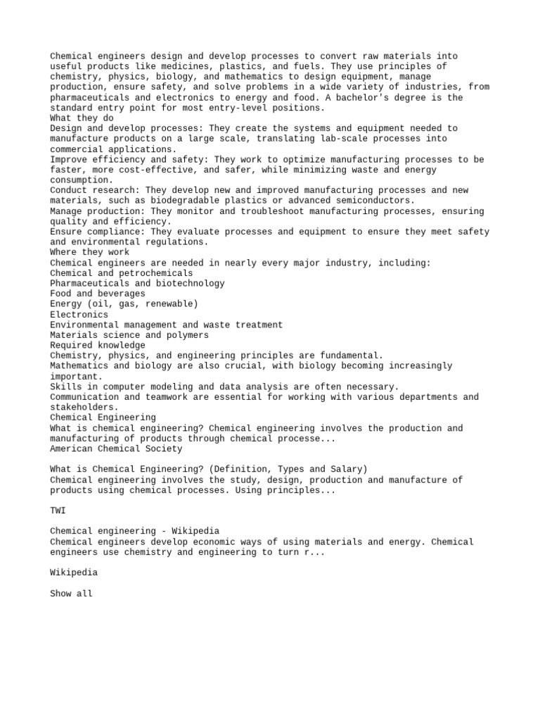 Every Thing U Need To Know About Chemical Engineers | PDF