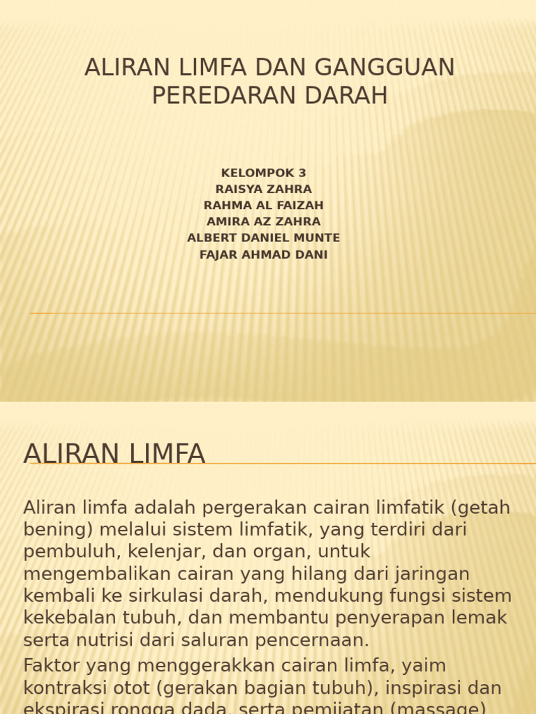 Aliran Limfa Dan Gangguan Peredaran Darah Kelompok 3 | PDF