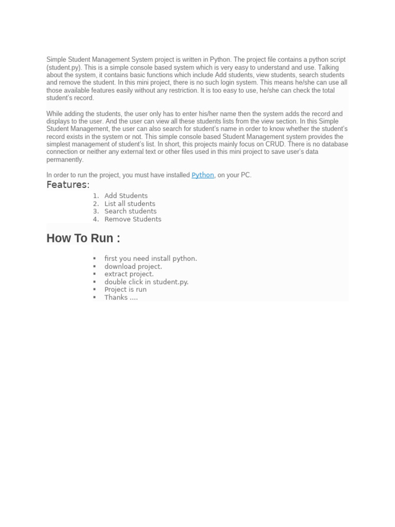 Student Management System in Python | PDF