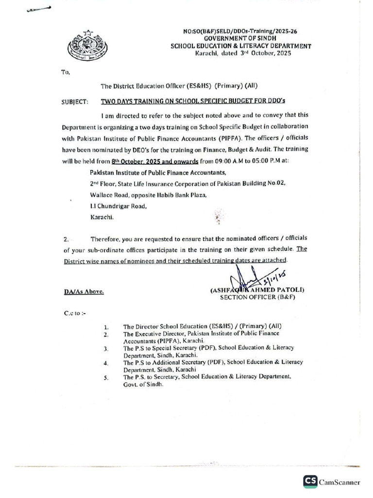 DDEO's Training For School Budget | PDF