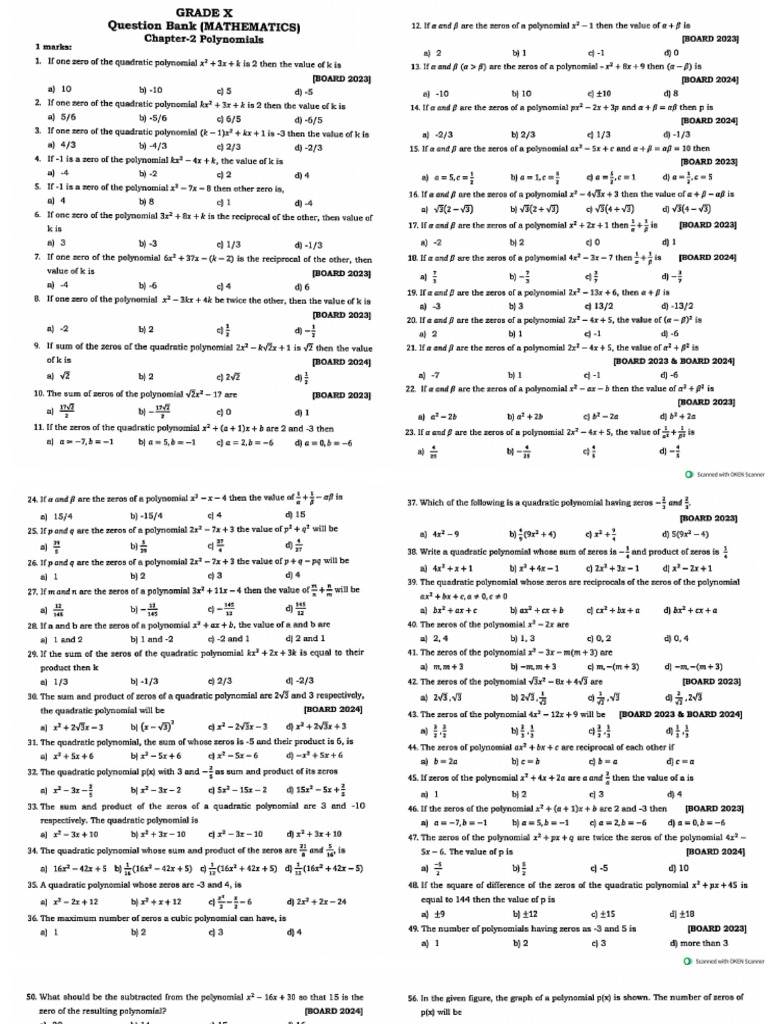 Chapter 2 Polynomials | PDF