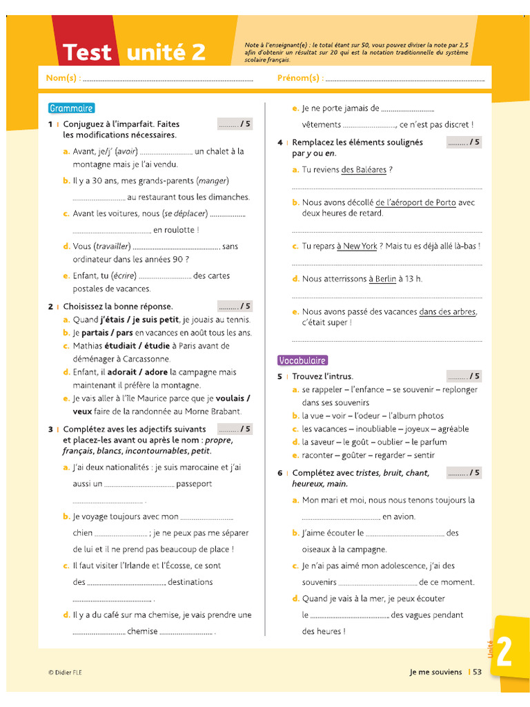 Unite 2 Test | PDF