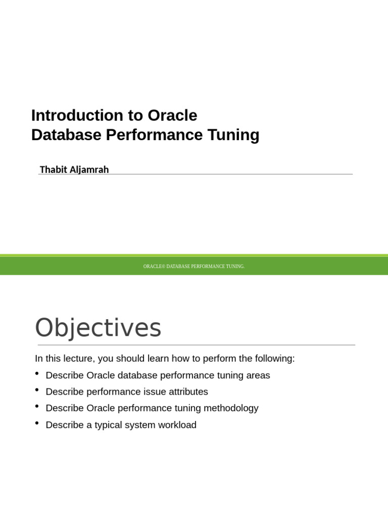1- Introduction to Oracle Database Performance Tuning | PDF | Databases ...