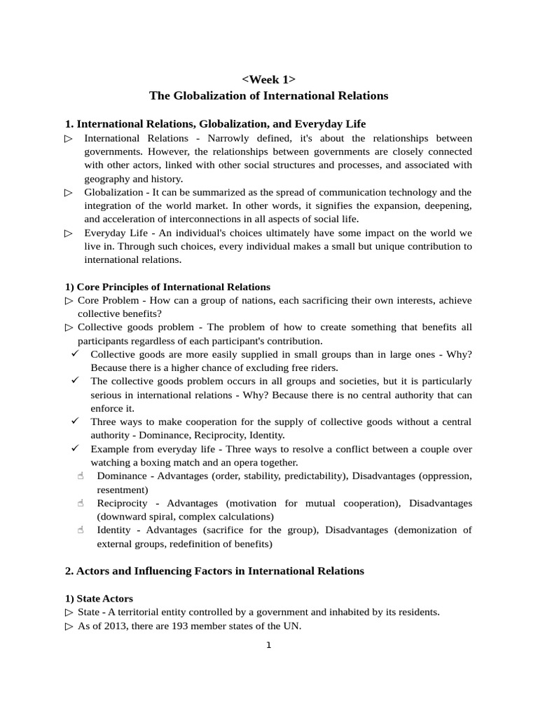 01-The Globalization of International Relations | PDF | World War II ...