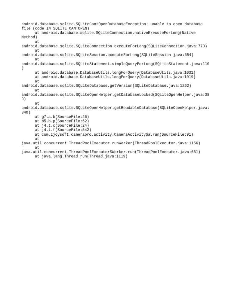 SQLiteCantOpenDatabaseException Error | PDF