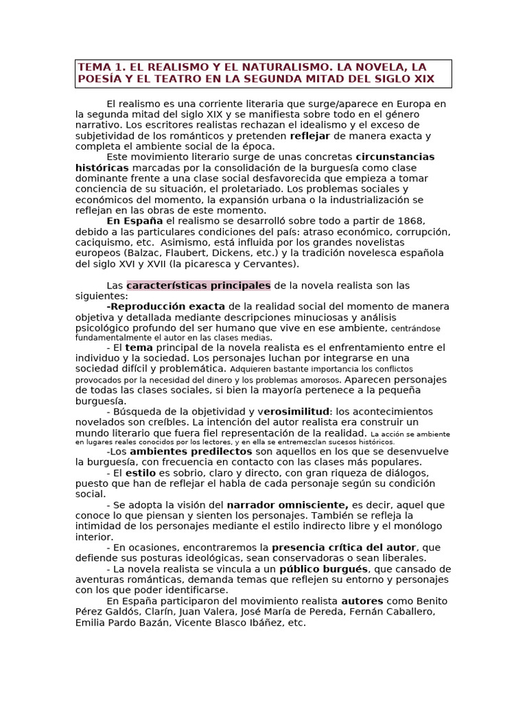El Realismo y El Naturalismo | PDF | Realismo literario