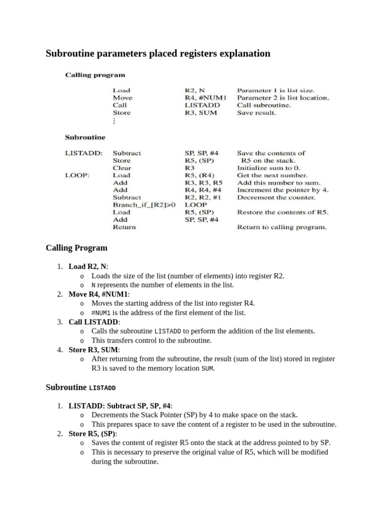 SubRoutine Parameter Explanation 1 | PDF | Pointer (Computer ...