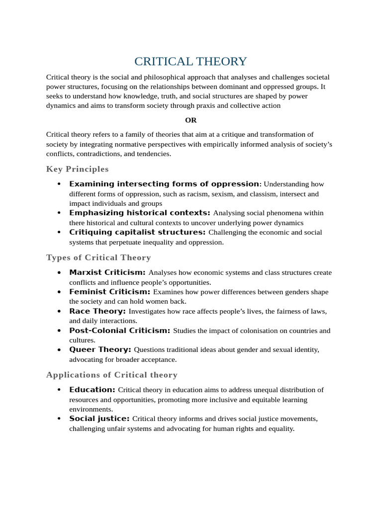 Critical Theory | PDF