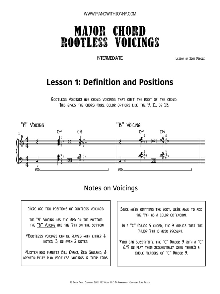 Major Chord Rootless Voicings | PDF | Elements Of Music | Musical ...