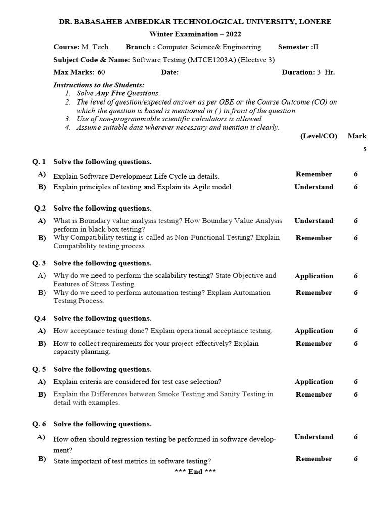 Software Testing Winter 2022 | PDF | Software Testing | Computer Science