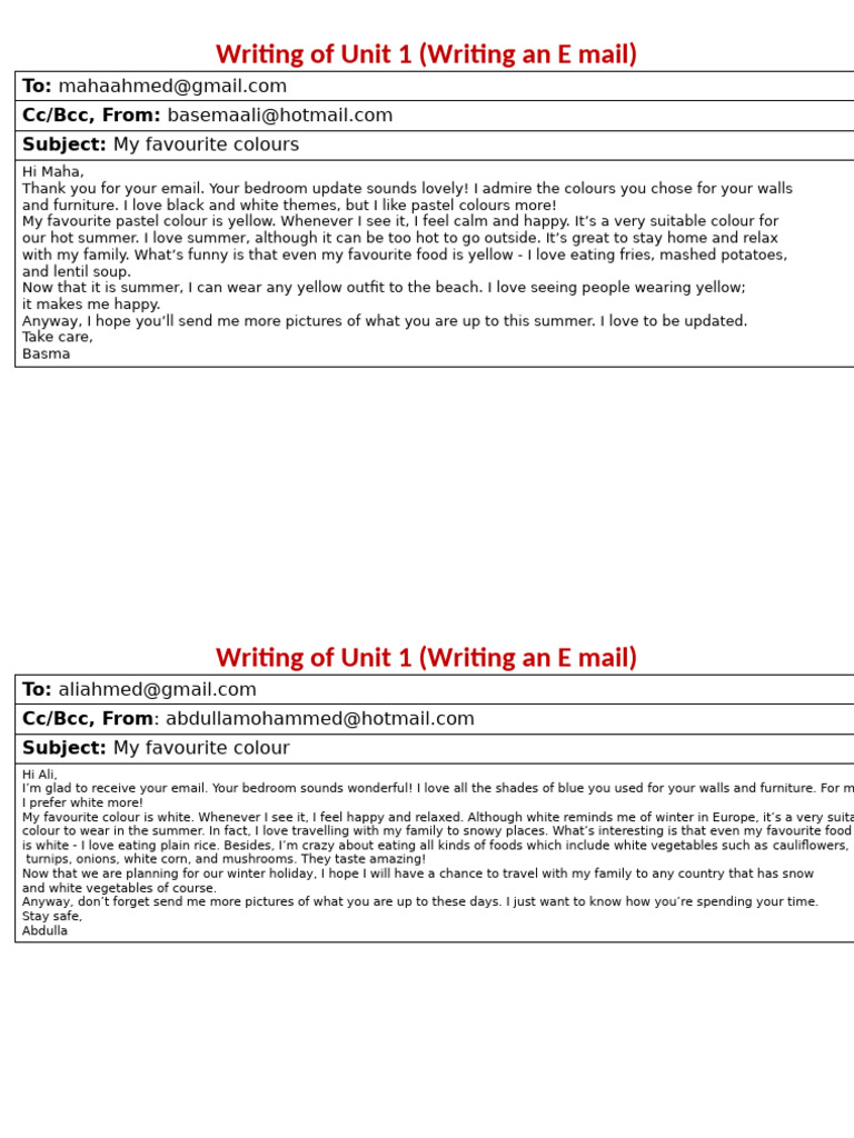 Writing Unit 1 | PDF