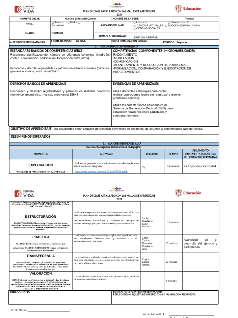 Suma Sin Reagrupar de Dos Cifras | PDF | Aprendizaje | Educación primaria