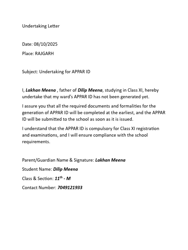 Apaar ID Letter | PDF