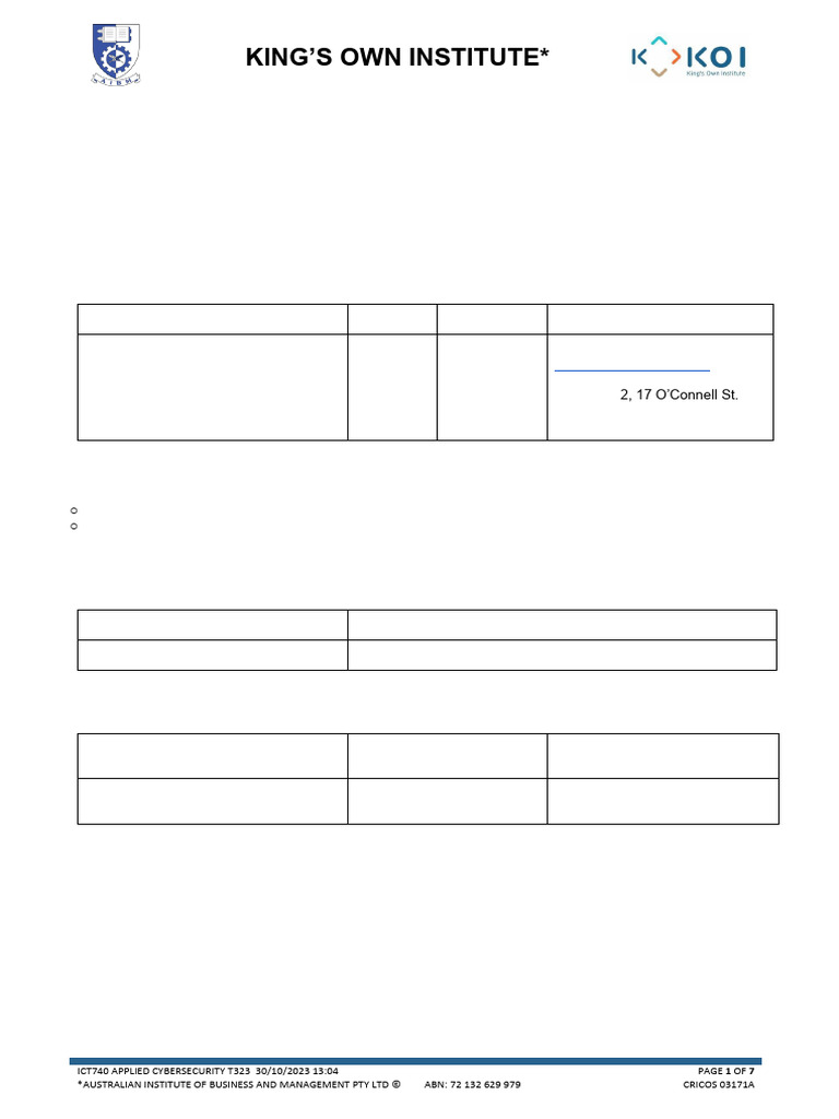 Ict740 Applied Cybersecurity t3 2023 Brief | PDF | Educational ...