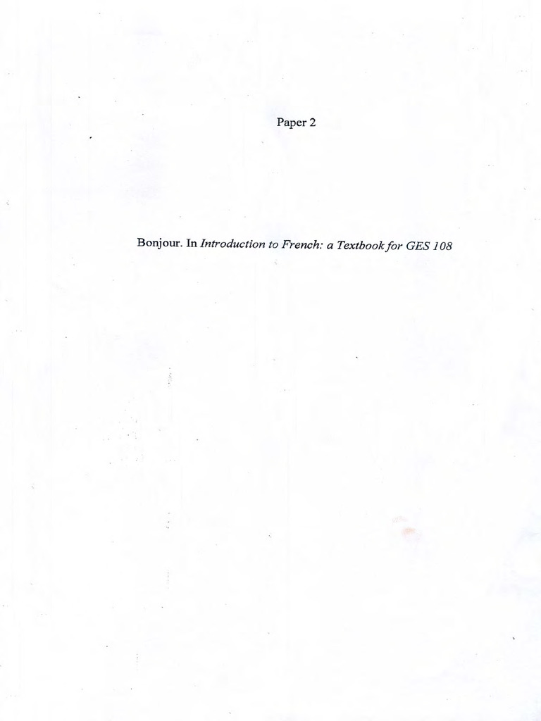Introduction to French for GES 108 | PDF | French Language | Linguistics