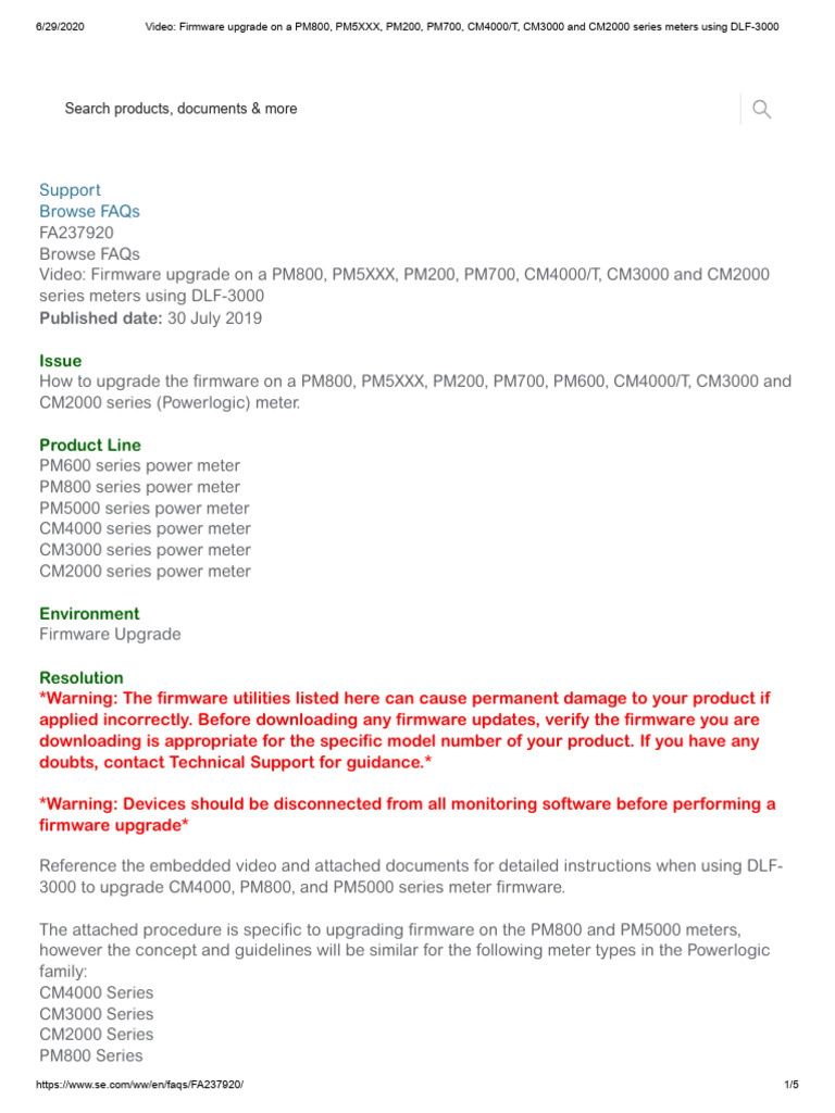 Guía Upgrade Firmware para PM800, PM5XXX, PM200, PM700, CM4000 - T ...