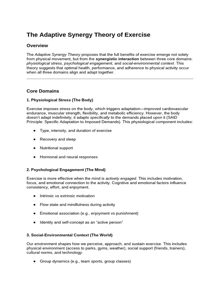 The Adaptive Synergy Theory of Exercise | PDF | Motivation | Motivational