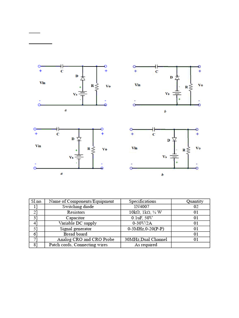 Manual of Experiment On Diode Clamper | PDF | Diode | Electricity