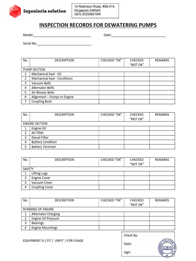 Pump Checklist | PDF