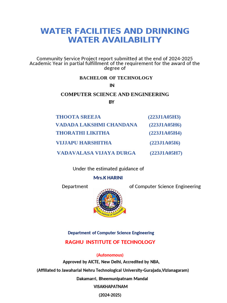 Water Facilities and Drinking Water Availability | PDF | Water ...