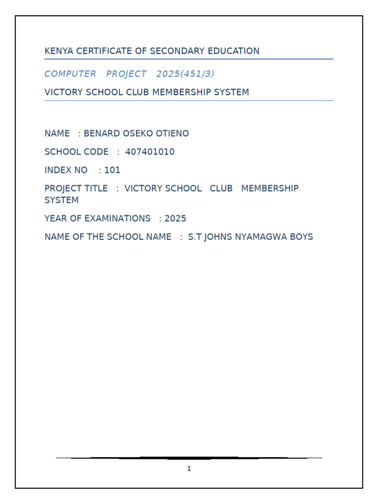 Victory School Club Membership System 2025 | PDF | Computer Security ...