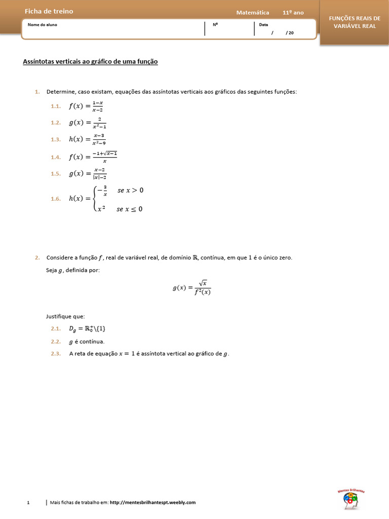Assintotas Verticais em Funções Matemáticas | PDF