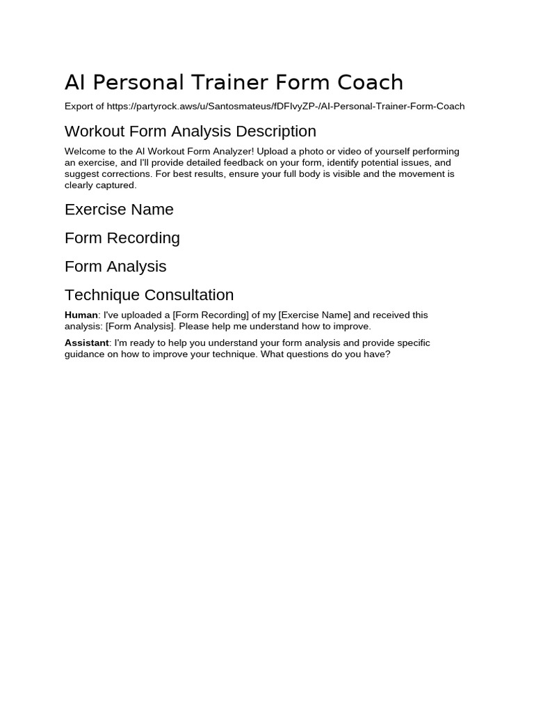 AI Workout Form Analysis Tool | PDF