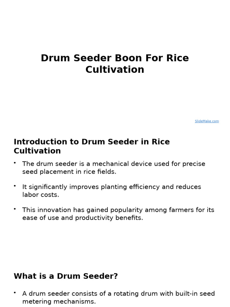Drum Seeder Boon For Rice Cultivation | PDF | Agriculture | Sowing
