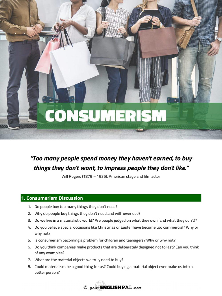 Consumerism Lesson Plan Overview | PDF | Consumerism