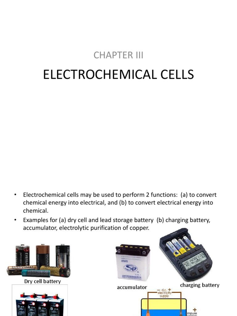 Electrochemical Cells | PDF | Battery (Electricity) | Electrochemistry