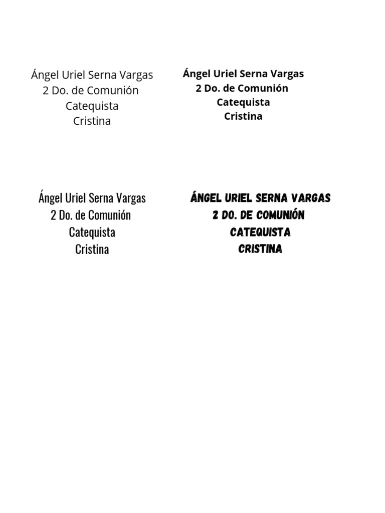 Ángel Uriel Serna Vargas 2 Do. de Comunión Catequista Cristina ...