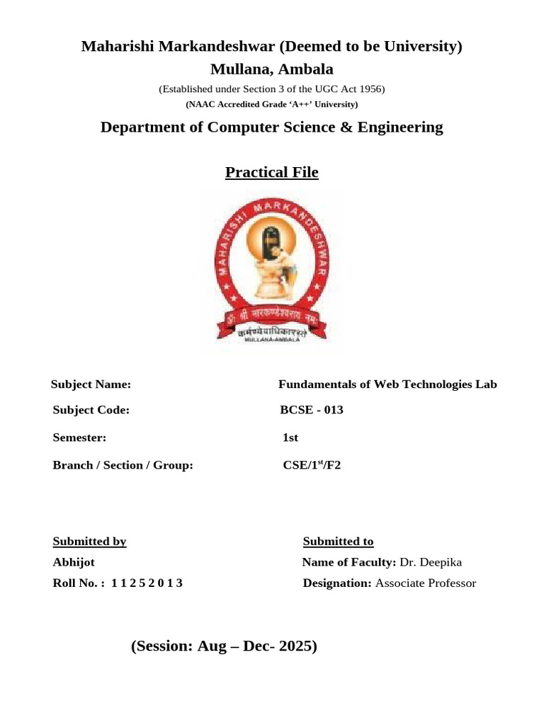 Practical File Index Web 1 | PDF | Html | Web Development