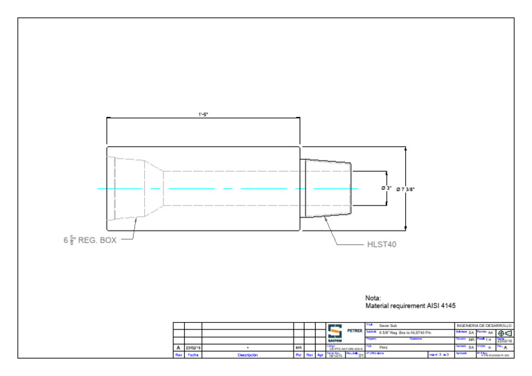 Saver Sub HLST40 R1 Drawing | PDF
