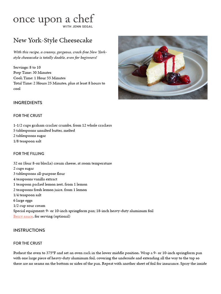 Easy New York-Style Cheesecake Recipe | PDF | Teaspoon | Breads
