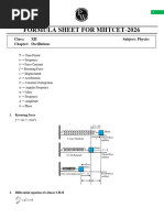 MHT-CET PCM Formula Sheet | PDF