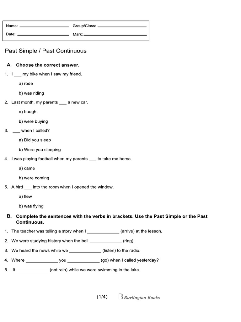 Past Simple and Past Cont. Exercises | PDF
